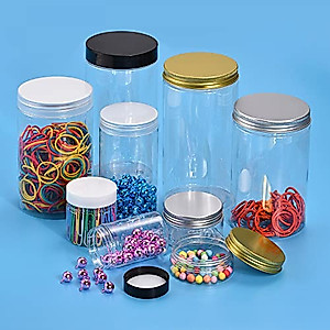 uxcell Round Plastic Jars with Black Screw Top Lid, 3oz/ 80ml Wide-mouth Clear Empty Containers for Storage, Organizing, 2Pcs