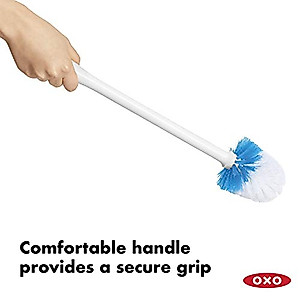 OXO Good Grips Compact Toilet Brush & Canister, White, 6" x 4-3/4" x 17-1/4" h
