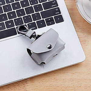 Hemobllo Compatible for AirPods Pro Case - Leather Protective Cover Anti-Scratch Shockproof Earbuds Carrying Case with Keychain Compatible with AirPods Pro Charging Case (Light Grey)