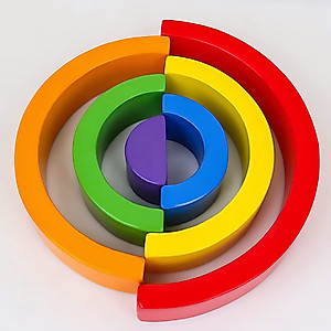 Curious Melodies Wooden Toys Nesting Rainbow Stacking Blocks - Fire | Nature Toy Block Sets