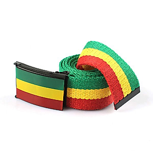 Rasta Jamaican RGY Canvas Belt with Styilish Buckle Canvas (RGY Buckle, One Size)