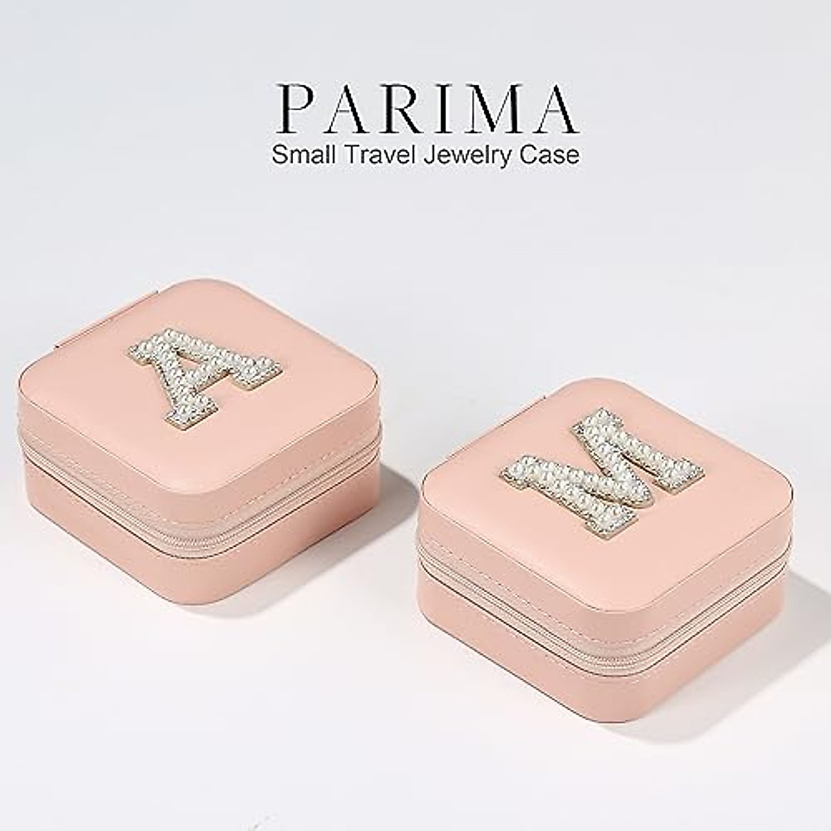 Parima Mothers Day Gifts for Mom - Travel Jewelry Case | Travel Essentials Travel Jewelry Box | Travel Jewelry Organizer | Earring Organizer Ring | Travel Gifts for Women - Letter D, Pink