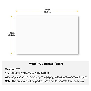Meking 48X80 Inch PVC Backdrop Matte&Smooth PVC Background White Background Backdrop Paper for Product Video Photography Photo Studio