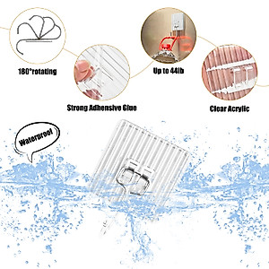 AccEncyc Adhesive Wall Hook, 10Pcs Heavy Duty Adhesive Hooks Strong Stick On Wall Hooks, Stainless Curtain Hook Wreath Door Hanger for Holiday Deco