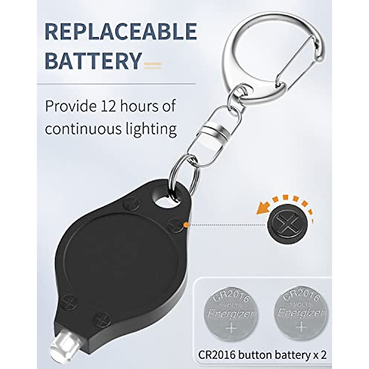 Uniclife 5 Pack Mini LED Keychain Flashlight 12 Lumen Portable Ultra Bright Battery Powered Black Torch with Spring Carabiner for Outdoor Camping Hiking and Emergency Lighting (Batteries Included)