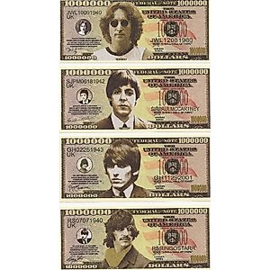 The Beatles $Million Dollar$ Novelty Bills Complete Set of 4