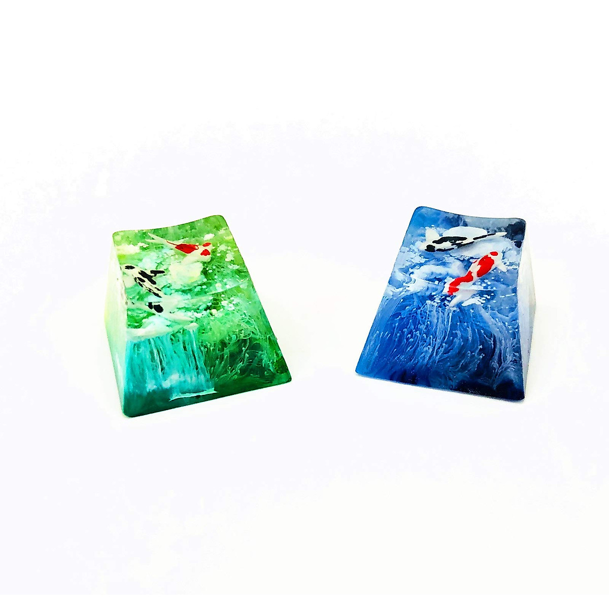 Handmade Koi Fish OEM R4 Resin Keycap Translucent Backlit Keycaps for Cherry MX RGB Switch Gaming Mechanical Keyboards DIY Replace (Blue)