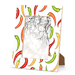 Pardick Colorful Chilli Pepper 8x10 Picture Frame, Red Yellow Green Chilli Wooden Photo Frames for Tabletop and Wall Display, Picture Frame Home Decor