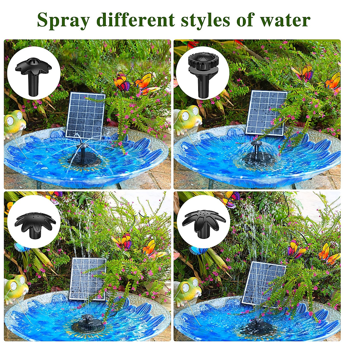 AISITIN 3.5W Solar Fountain Pump, Solar Fountain Outdoor with Upgraded Glass Solar Panel and Nozzles, Solar Water Fountain Pump for Bird Bath, Ponds, Garden, Fish Tank and Swimming Pool