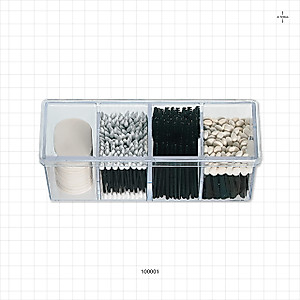 4-Compartment Makeup Organizer and Storage: Transparent Multi-functional Bathroom Closet Storage with 4 Trays and Clear Lid for Cosmetics, Cotton Balls or Sponges