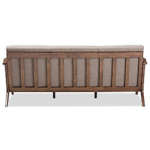 Baxton Studio Bianca Fabric Sofa in Light Gray and Walnut Brown