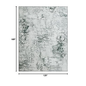 HOMBYS 10x14 ft Modern Area Rug for Living Room Bedroom, Large Abstract Floor Carpet with Non-Slip Backing for Indoor Office Dining Room, Boho Farmhouse Home Deco, Grey, Machine Washable