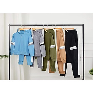 Valphsio Boy's Color Block Tracksuits Casual Sweatshirt Sports Pants Outfit Sets