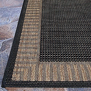 Couristan Recife Wicker Rug, 5-Feet 3-Inch by 7-Feet 6-Inch, Stitch/Black/Cocoa
