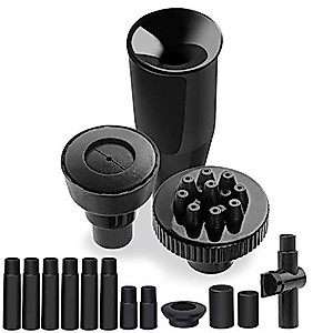 Plastic Fountain Nozzle 1/2, The Small Pool Sprayer Fountain Nozzle for Garden, Ponds, Tabletop Fish Ponds, 15 pcs of Set, 3 Fountain Shaped, Pool Aerator Nozzle, Black -S