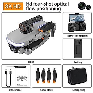 Drone Hd Aerial Quadcopter, 540° Obstacle Avoidance, 2.4g Wifi Fpv Drone With 4k Camera, Suitable For Adult Use, Rc Quadcopter, Brushless Motor, Circular Flight, Altitude Hold, Headless Mode (Gray)