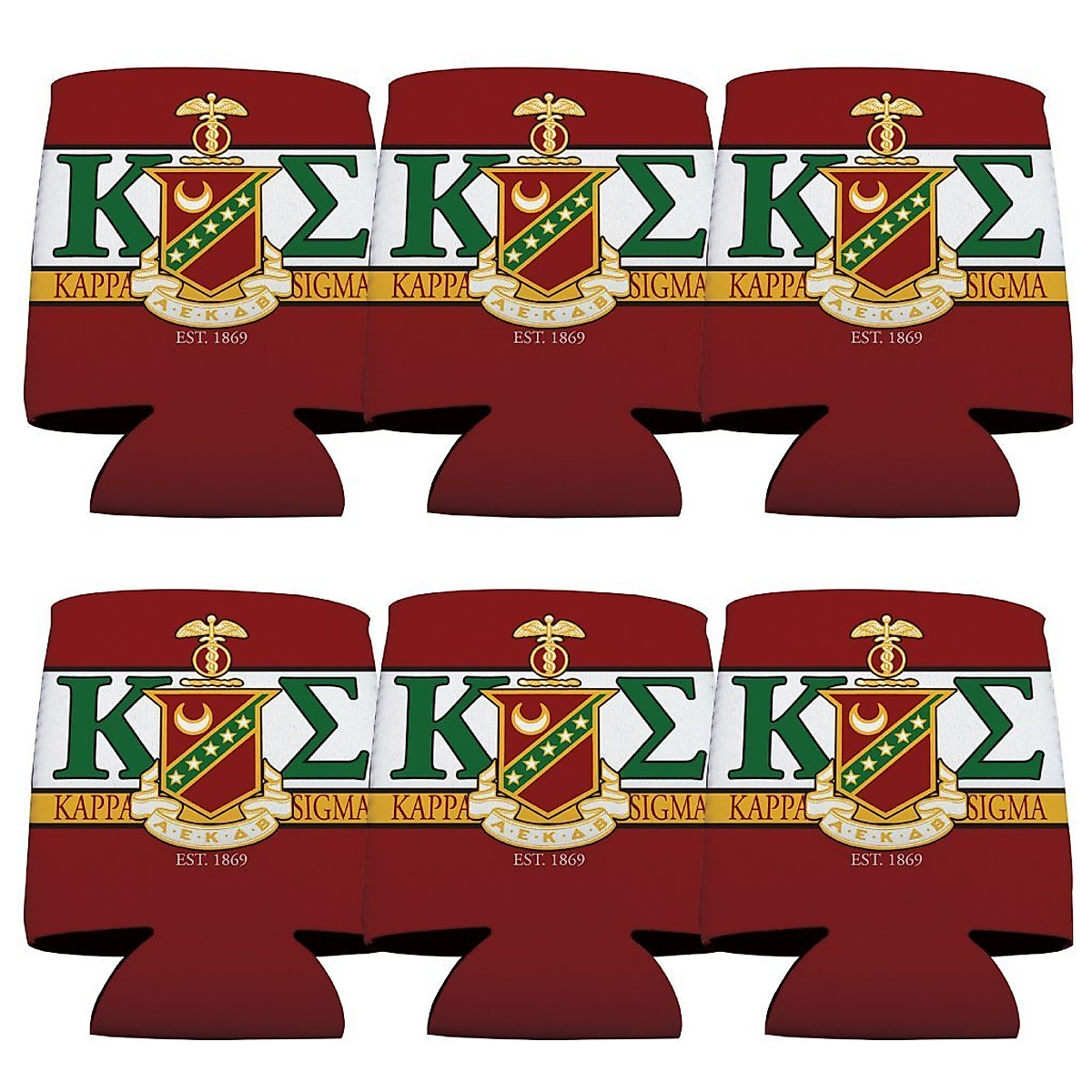 VictoryStore Can and Beverage Coolers - Kappa Sigma, KA and Shield, Set of 6