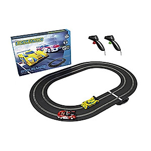 Scalextric LMP & GT Endurance LMP vs GT Oval Slot Car Analog 1:32 Race Track Set C1399T, Yellow/Red & White