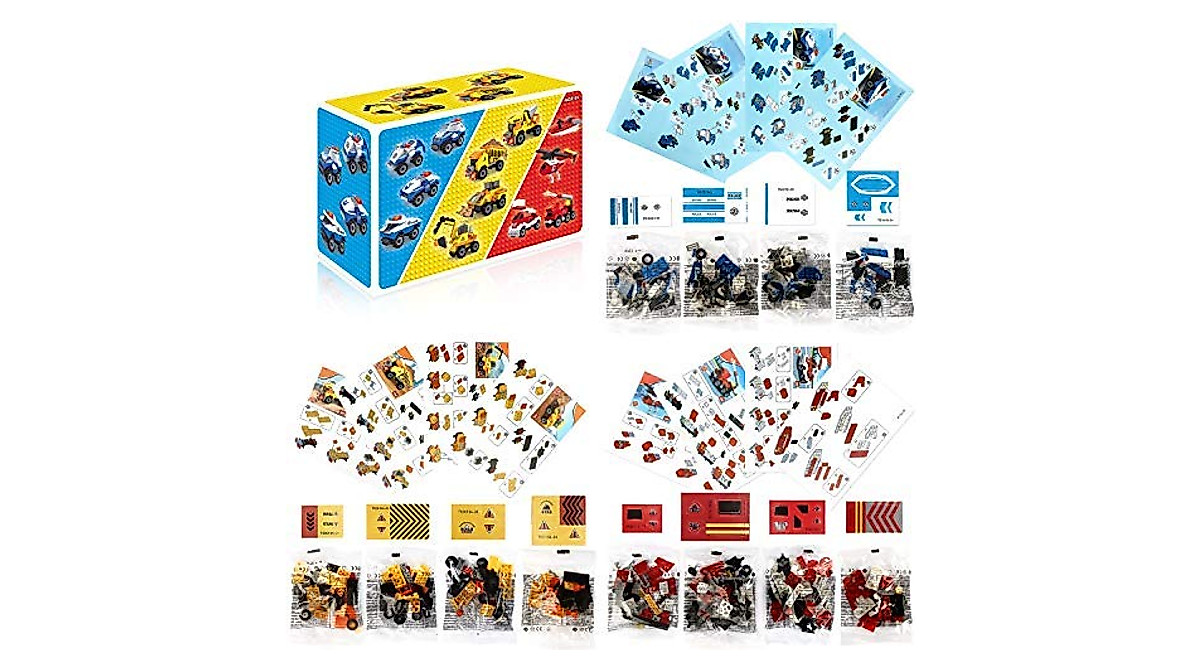 Mini Building Blocks Cars Toys Sets 12 Packs Assembly Mini Cars Toys ...