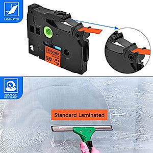 GREENCYCLE Compatible for Brother TZ TZE B31 TZe-B31 AZE B31 0.47 Inch 1/2" Black on Fluorescent Orange Laminated Label Tape 12mm x 5m for PTD210 D400AD D600 PTH100 PTH110 PT1290 PT-1230PC, 4 Pack
