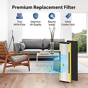 FLT4825 Filter B Replacement for Guardian, CHIVALZ True HEPA Replacement Filter, Compatible with Guardian Air Purifier AC4825 AC4300 AC4800 AC4900 AC4850, 2 H13 Hepa Filters + 8 Carbon Filters