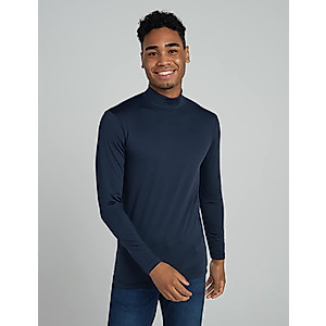 LAPASA Mens Thermal Underwear Top Fleece Lined Mock Neck Long Sleeve Shirt Base Layer Undershirt Midweight Thermoflux 200 Warm Cold Weather M123 Large Navy Blue