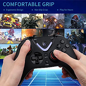 ROTOMOON Wireless Game Controller with LED Lighting Compatible with Xbox One S/X, Xbox Series S/X Gaming Gamepad, Remote Joypad with 2.4G Wireless Adapter Perfect for FPS Games (Black)