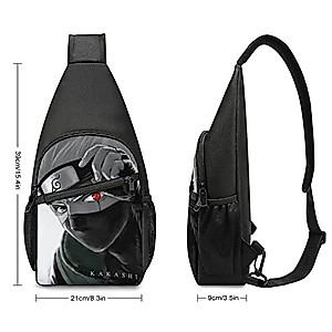 Small Sling Crossbody Bag Anime Printing Multifunction Chest Shoulder Bag Waterproof Hiking Travel Bag with Adjustable Strap for Women Men (Black)