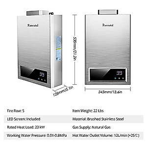 Tankless Water Heater, 3.17 GPM Instant Hot Natural Gas Water Heater with Constant Temperature, Indoor (Natural Gas)