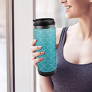 Blue Mermaid Scalsl Travel Coffee Mugs with Lid Insulated Cups Stainless Steel Double Wall Water Bottle