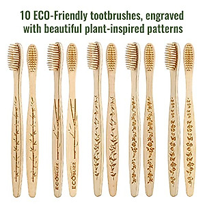 Premiumswede Bamboo Toothbrushes - Biodegradable Eco Friendly Soft Toothbrushes for Adults, Kids - Natural Wooden Toothbrushes with Soft Bristles - 10 Pcs Family Toothbrush Pack