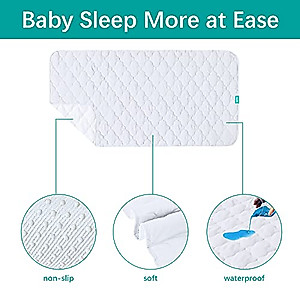 Crib Mattress Protector Pad Cover Quilted Waterproof Incontinence Bed Pads Wetting Protection Pad 52" x 28" Reusable & Non-Slip Potty Training Pads for Toddlers (Quilted Improved Thickness)