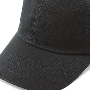 The Hat Depot Kids Washed Low Profile Cotton and Denim Plain Baseball Cap Hat (2-5 yrs, Black)