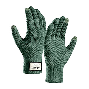 Unaone Winter Gloves for Men, Touch Screen Texting Warm Gloves Cold Weather Gloves with Soft Knit Lining and Elastic Cuff, Green