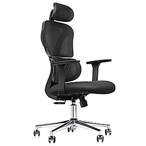 FelixKing Ergonomic Office Chair, Home Office Rolling Swivel Chair Mesh High Back Desk Chair with 3D Adjustable Armrest & Lumbar Support, Swivel Computer Chair with Headrest (Black)
