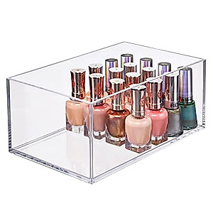 mDesign Small Bathroom Storage Organizer Bin for Soap, Body Wash, Shampoo, Lotion, Conditioner, Hand Towels, Hair Accessories, Body Spray, Mouthwash - Prism Collection - 6 Pack - Clear