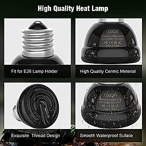 CUUQII 2 Packs Reptile Heat Lamp Ceramic Emitter, 100W Heat Lamp Bulbs Ceramic Heat Lamp No Light Emitting Chicken Coop Heater for Amphibian Pet Incubating Chick Reptile Heater-E26/E27 Base