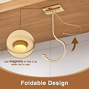 2-Pack Banana Hook Under Cabinet: Banana Holder,Metal Banana Hanger Hook,Adhesive Banana Hook, Foldable Banana Hook, Folds Up With Magnets When Not In Use, Banana Rack,Keep Bananas Fresh (Gold)