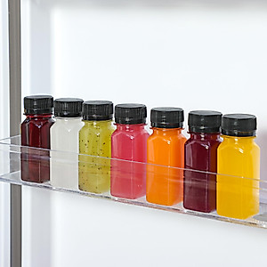 Moretoes 20pcs 2oz Plastic Bottles with Caps, Empty Juice Bottles for Juicing, Reusable Juice Containers with Labels, Funnel and Brush for Potion, Ginger Shots, Oils, and Other Juicing Beverages