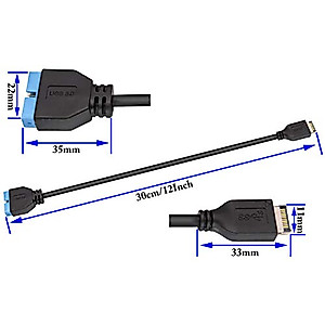 zdyCGTime USB 3.1 Front Panel Header to USB 3.0 20Pin Header Extension Cable for ASUS Motherboard 20cm Black (20p)