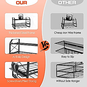 Power Tool Organizer, Drill Holder Wall Mount, 3 Layers Heavy Duty Metal Tool Shelf Suitable for Toolroom and Garage, Cordless Tool Organizer Storage Rack for Electric Drill, Spanner, Screwdriver