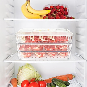 Haawooky 3 Layer Deli Meat Container with Lid,Lunch Meat Container for Refrigerator Organizing,Food Storage Container for Vegetables,Fruit,Bacon,Meat,Cheese