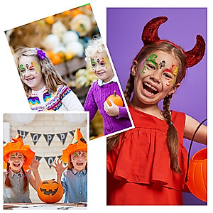 40 Pieces Halloween Face Stencils Kit 12 Pieces Reusable Large Face Paint Stencils Body Painting Template 18 Pieces Halloween Tattoo Stencils 10 Pieces Painting Brushes for Kid Adult Halloween Party