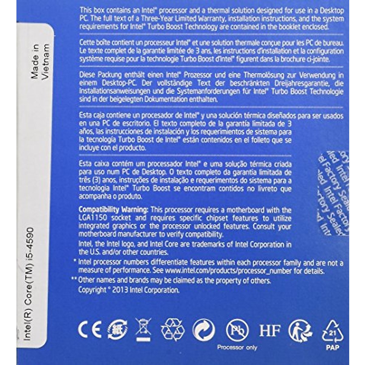 Intel Core i5-4590 BX80646I54590 Processor (6M Cache, 3.3 GHz)