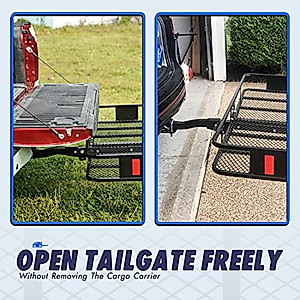 KING BIRD Folding Hitch Cargo Carrier 60x24x6 with 18 Cuft Waterproof Bag & Hitch Stabilizer& Ratchet Straps Fits to 2'' Receiver,550LBS Capacity Cargo Basket | Trailer Tow Hitch Cargo Carrier