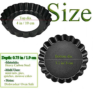 KUAYB 7-Piece Nonstick Mini Tart Pans with Removable Bottoms, 4-Inch Fluted Quiche and Pie Pans for Tartlets, Mousse Cakes, Muffins – Reusable Baking Tart Pans Set