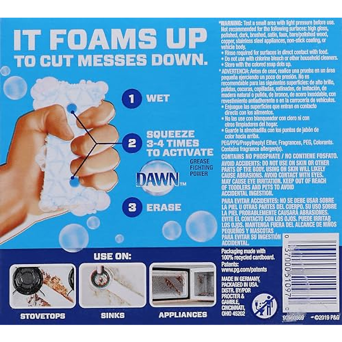 Mr. Clean Magic Eraser Kitchen with Dawn, Cleaning Pads with Durafoam, 2 Count