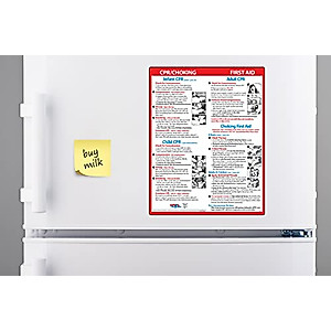 CPR, Choking First Aid Magnet - Babies, Children, Adults - Heimlich Maneuver Emergency Instructions - First Aid Quick Reference Card with Magnets, 8.5 x 11 in.