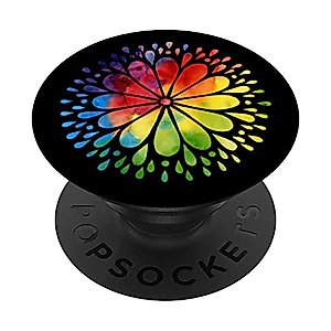 Rainbow Watercolor Mandala for Peace Relaxation Meditation PopSockets Swappable PopGrip