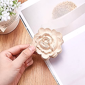 GORGECRAFT 4PCS Wooden Carved Onlay Appliques Rose Wood Carving Decal Molding Corner Craft Unpainted Furniture Applique Frame Flower Valentines Day Home Decoration for Dresser Bed Door Cabinet 3"x3"